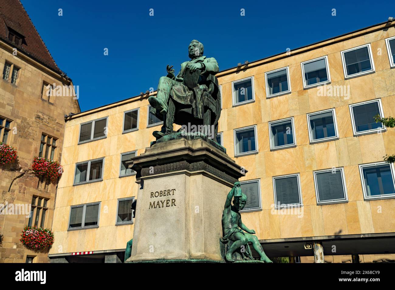 Robert Mayer monument on the market square in Heilbronn, Baden ...