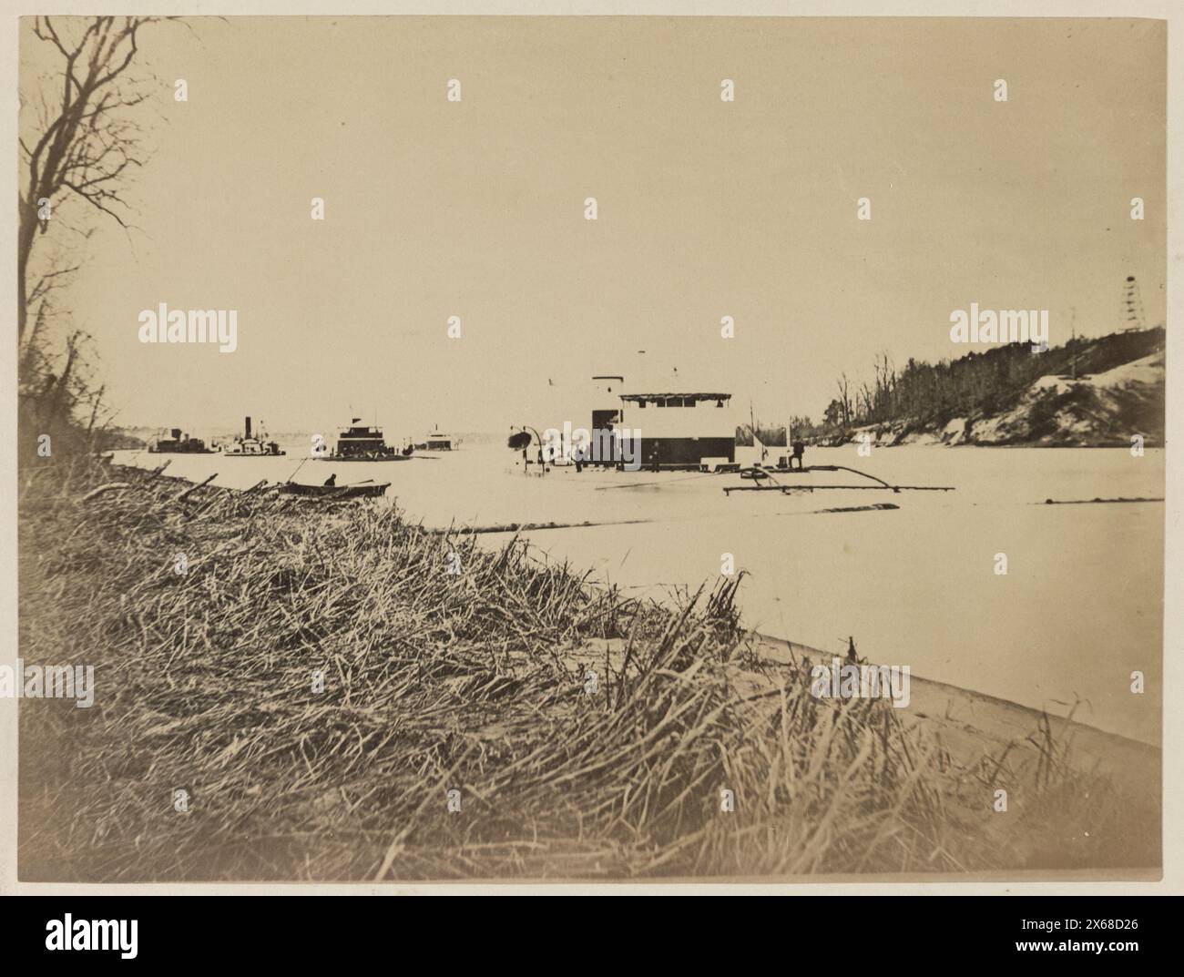 Fleet of monitors in Trent's Reach, James River, Virginia, Civil War ...