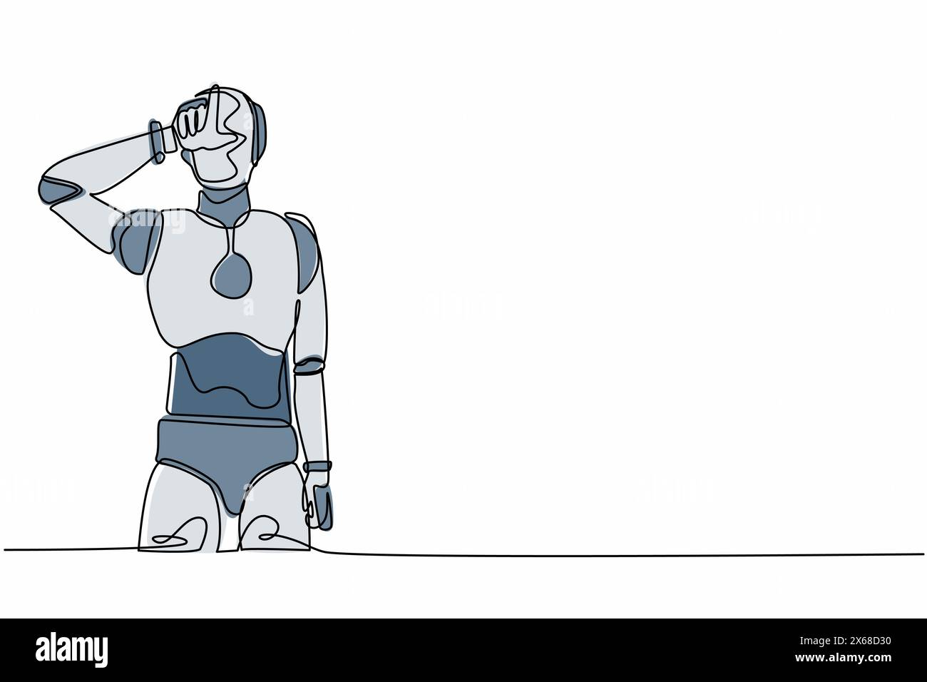 Continuous one line drawing robot standing with making 'L' symbol ... Continuous one line drawing robot standing with making 'L' symbol ...