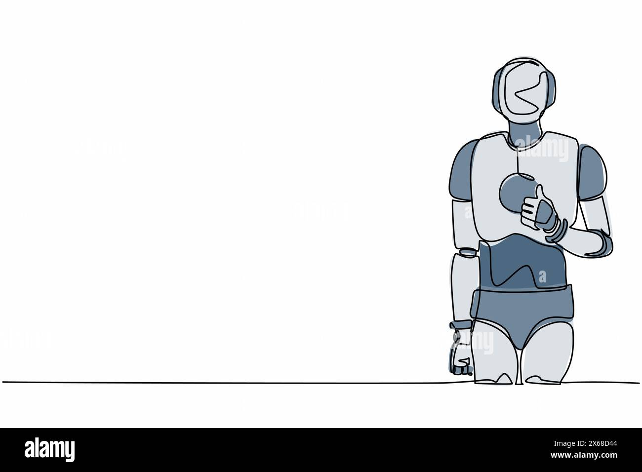 Continuous one line drawing robot standing with thumbs up gesture. Deal ... Continuous one line drawing robot standing with thumbs up gesture. Deal ...