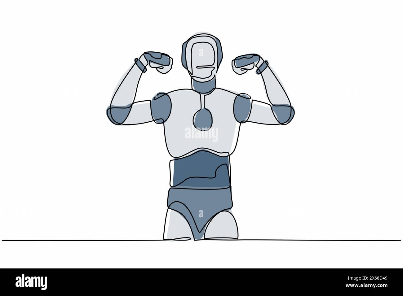 Single continuous line drawing robot standing with gestures two hand ... Single continuous line drawing robot standing with gestures two hand ...