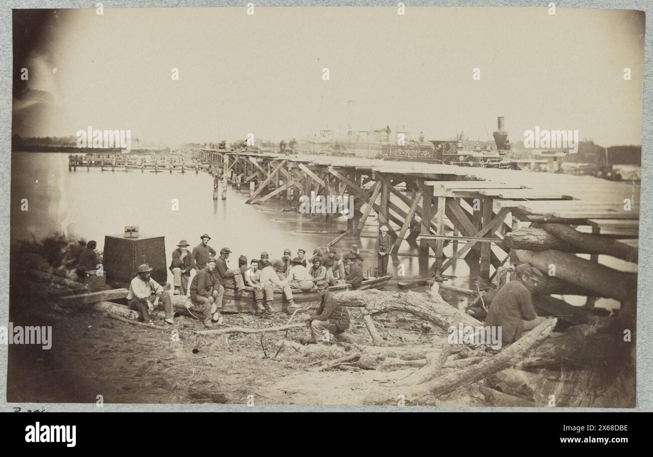 Temporary bridge across Pamunkey River near White House Landing, Civil ...