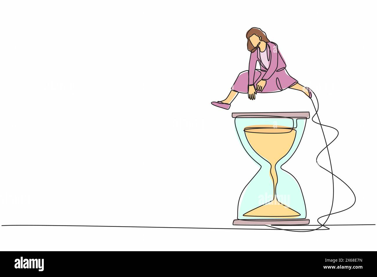 Continuous one line drawing businesswoman jump over or passing ...