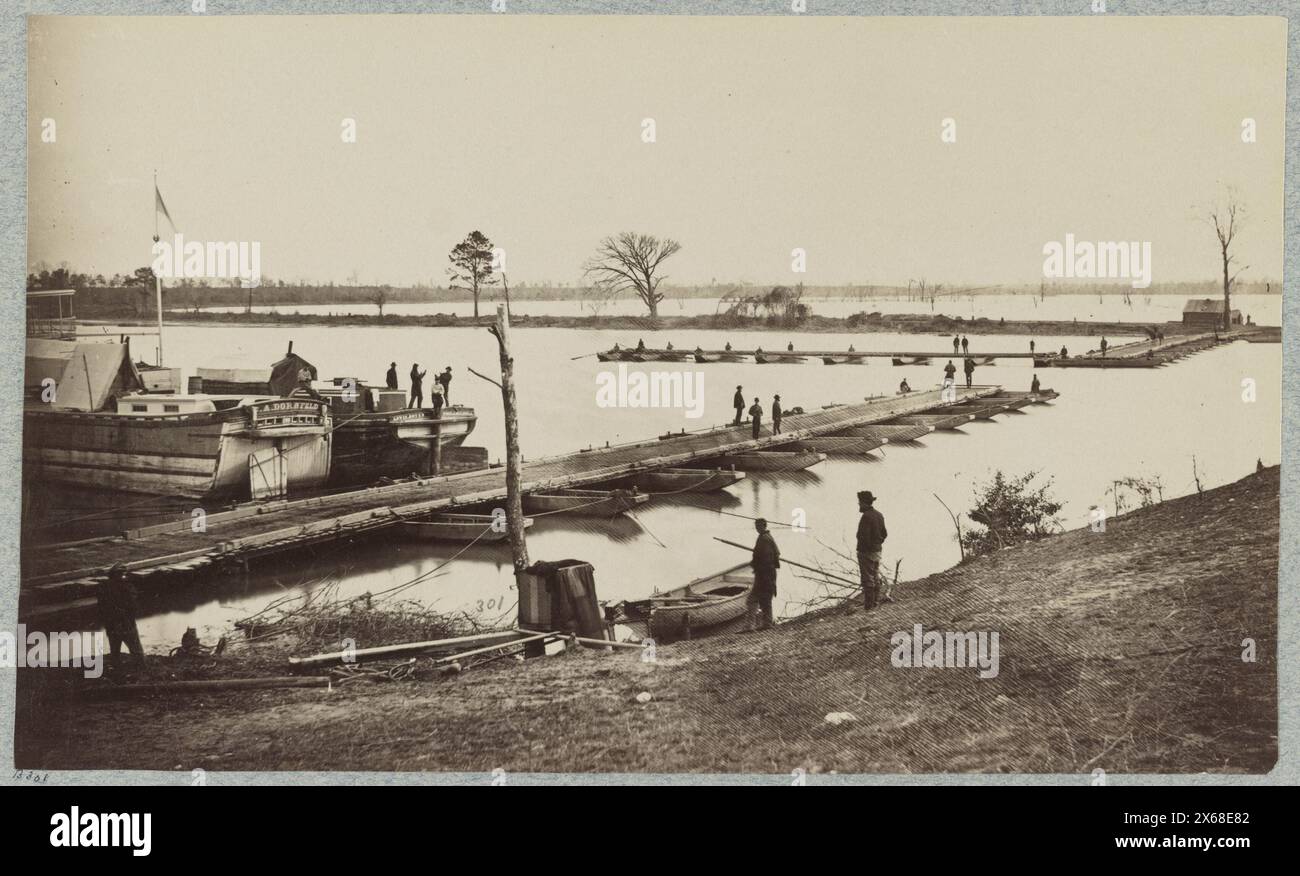 Pontoon bridge at Deep Bottom, James River, Va., Civil War Photographs ...