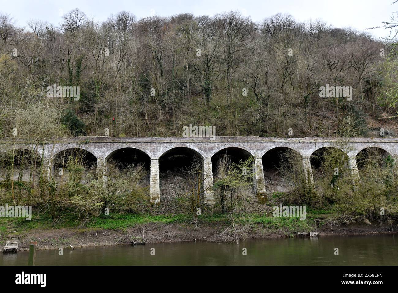 The brick viaduct which once carried the Severn Valley Railway ...