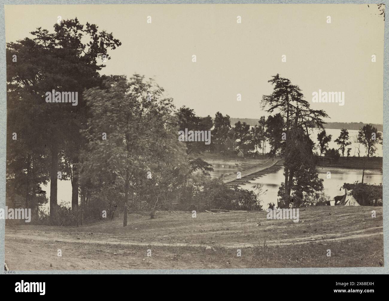 Pontoon bridge at Deep Bottom, James River, Va., Civil War Photographs ...