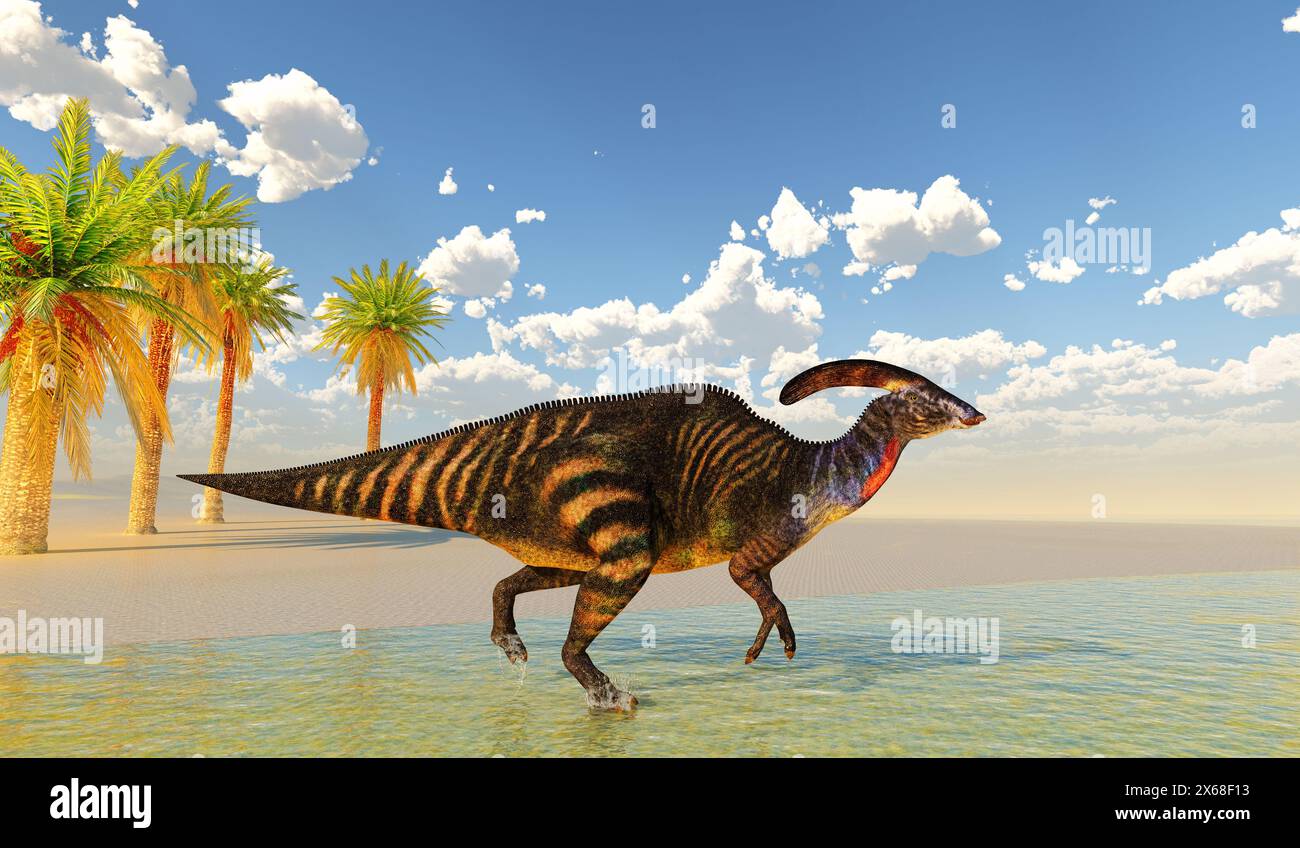 Parasaurolophus with a cranial crest was a herbivorous Hadrosaur ...