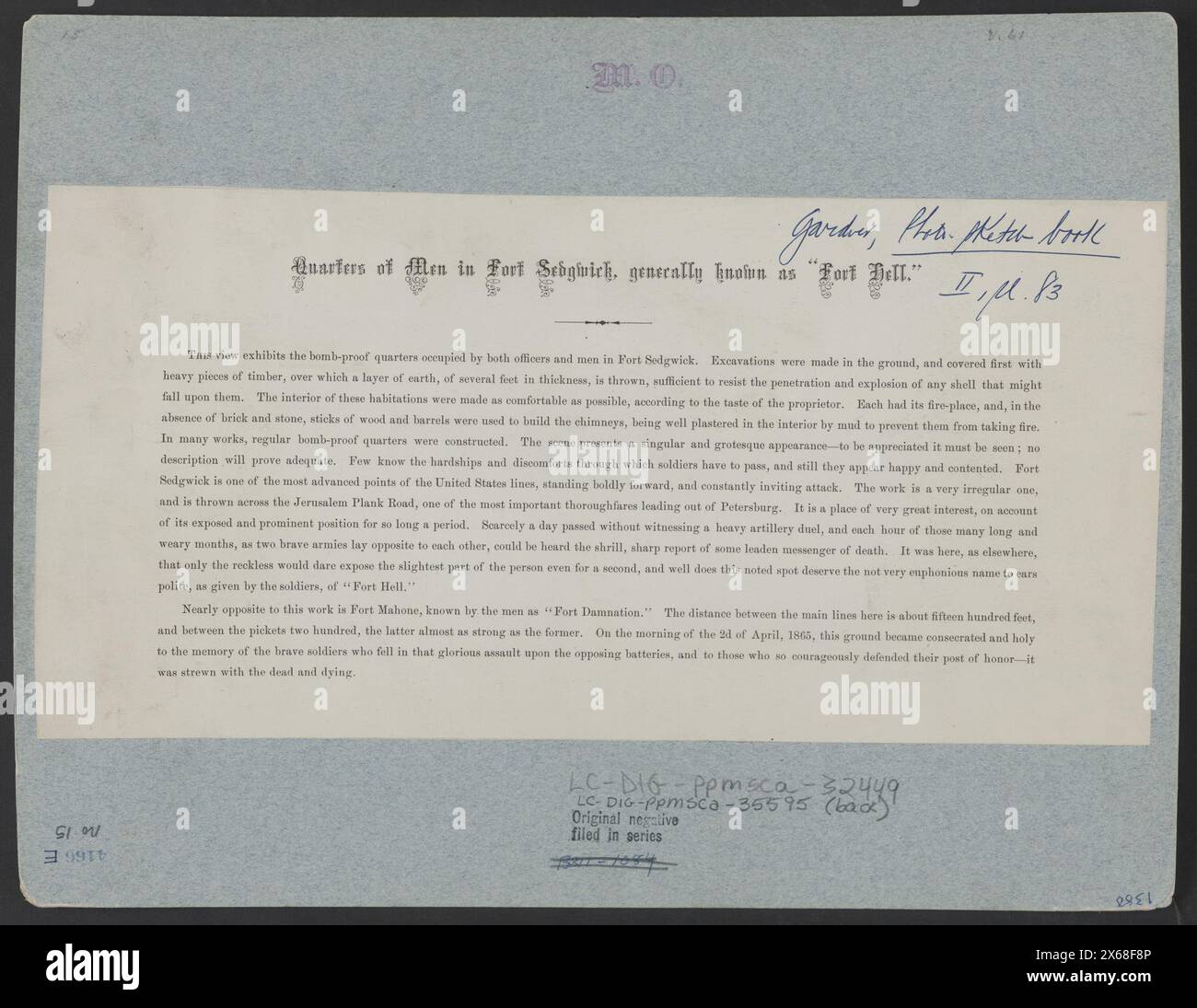 Bomb-proof quarters in Fort Sedgwick in front of Petersburg, Va ...