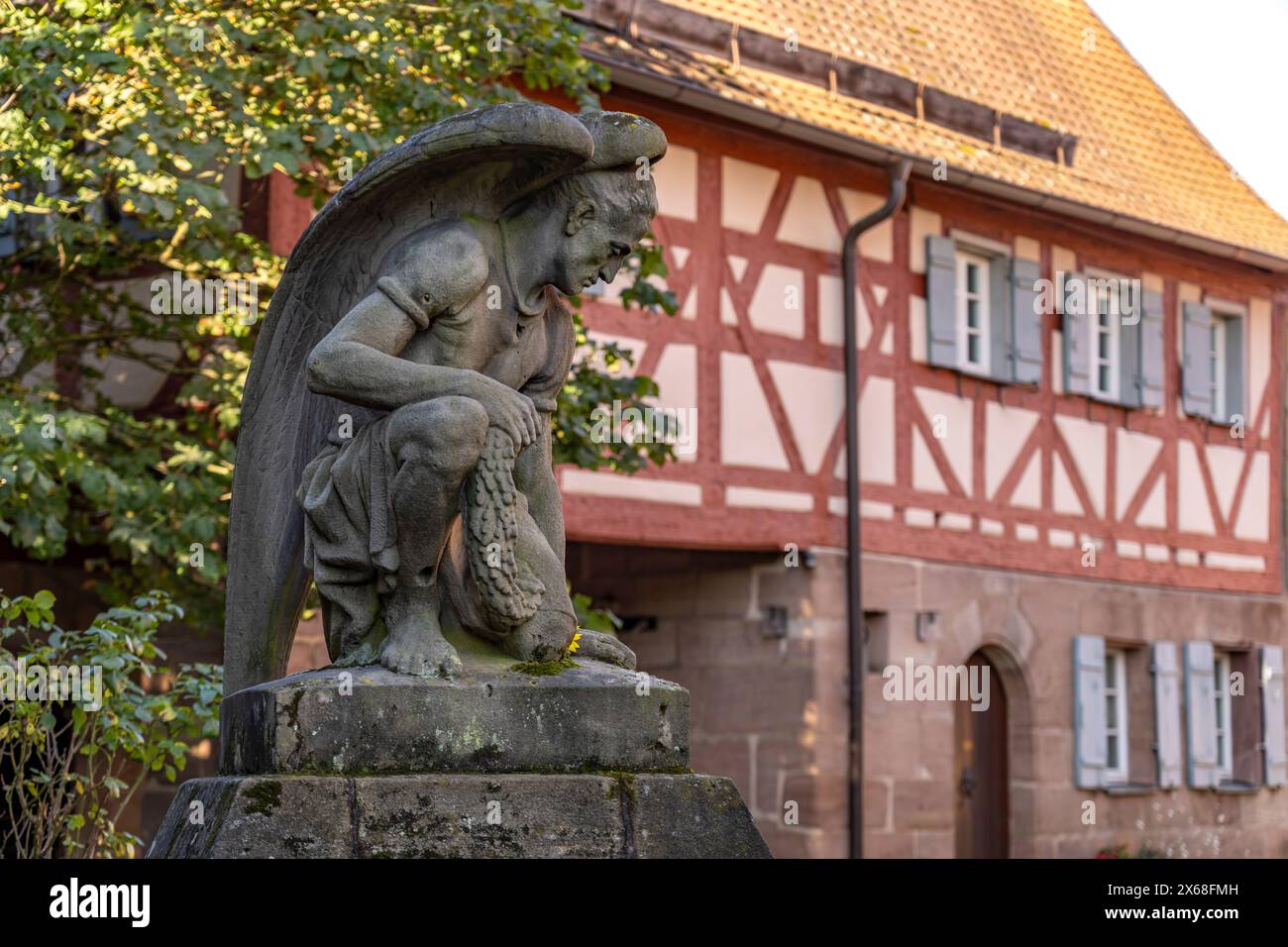 Statue in the inner courtyard of the fortified church of St. George in ...
