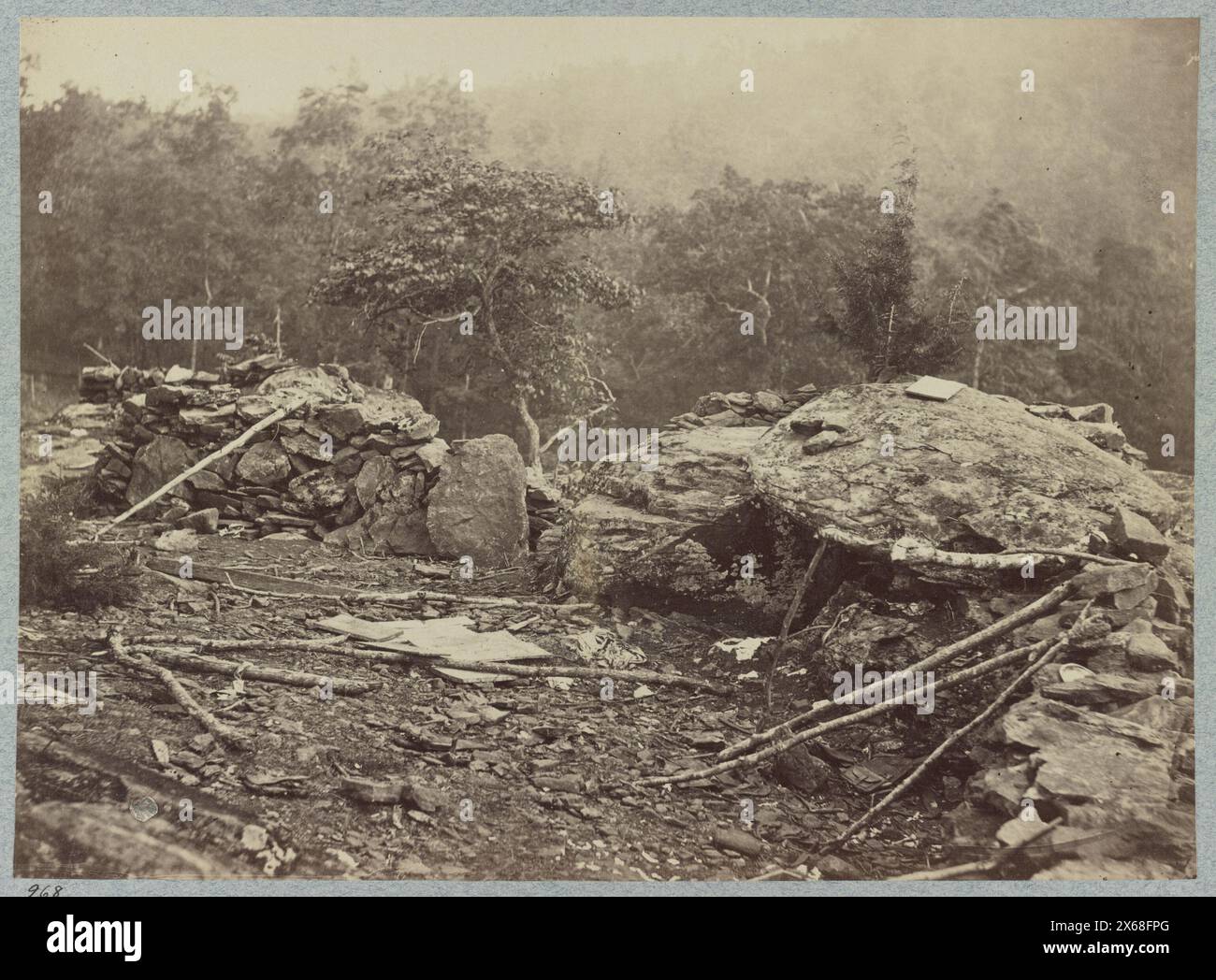 Battle-field of Gettysburg. Temporary entrenchments thrown up by the ...