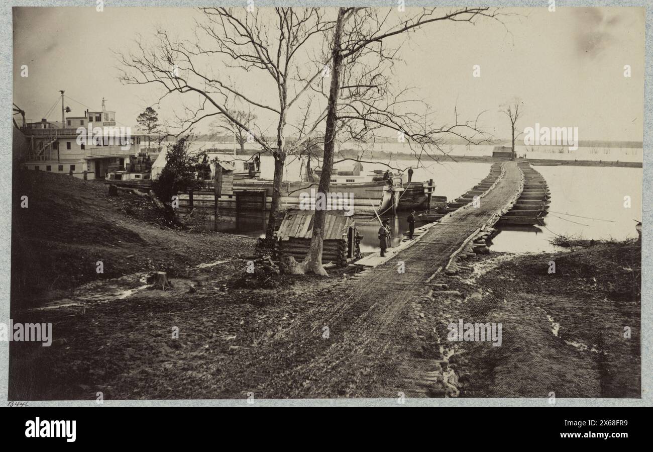 Pontoon bridge at Deep Bottom, James River, Va., Civil War Photographs ...