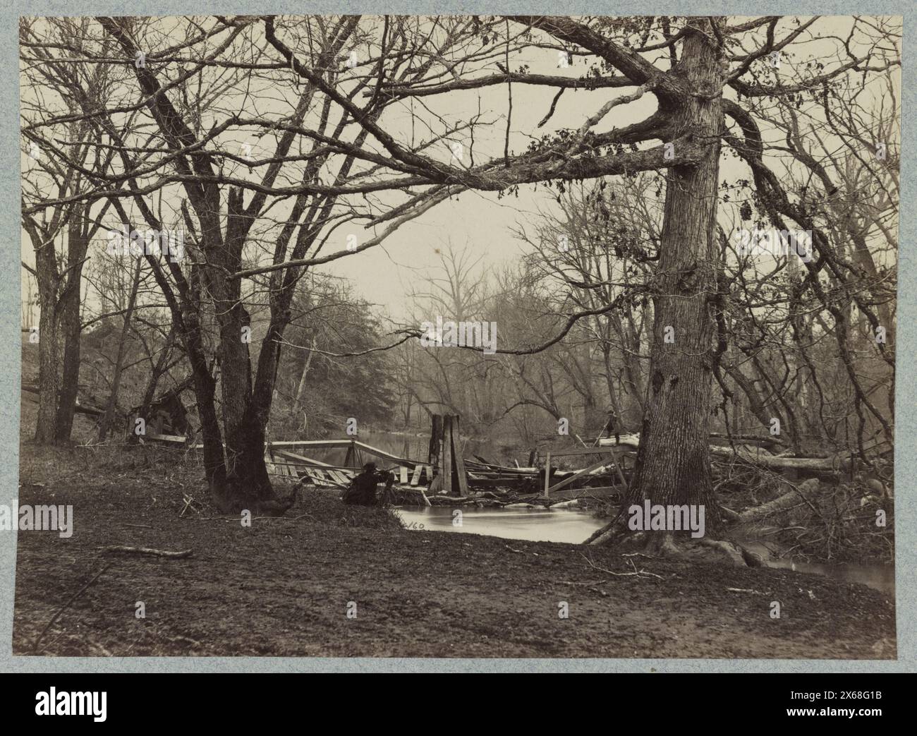 Ruins of railroad bridge at Blackburn's Ford, Bull Run, Va., Civil War ...