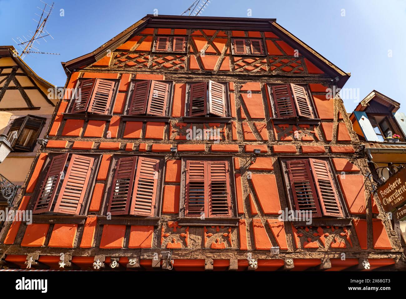 Siedel half-timbered house in Ribeauville, Alsace, France Stock Photo ...