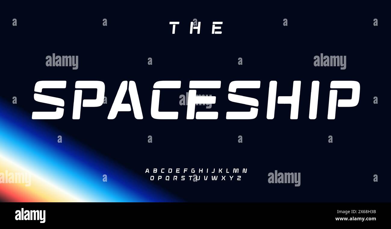 Stencil futuristic alphabet, bold streamlined letters for sci-fi themes ...