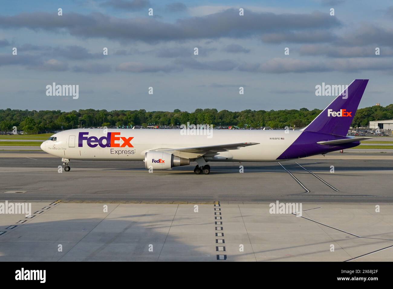 Baltimore, Maryland, USA - 3 May 2024: Boeing 767 cargo jet (registration N168FE) operated by ...