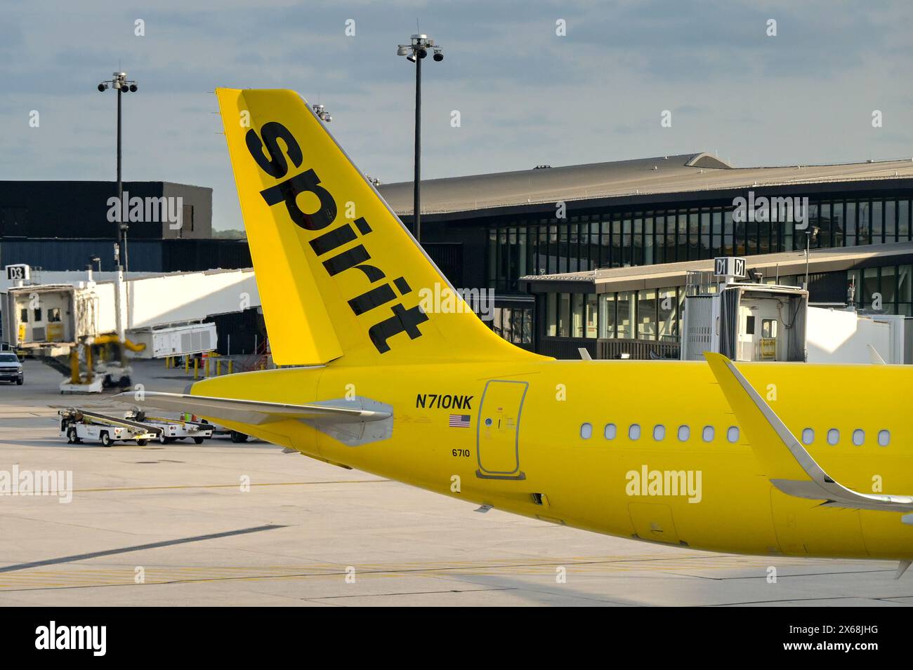 Baltimore, Maryland, USA - 3 May 2024: Tail of an Airbus A321 jet ...