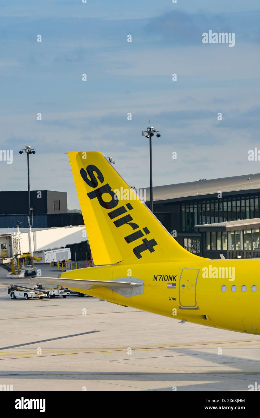 Baltimore, Maryland, USA - 3 May 2024: Tail of an Airbus A321 jet ...