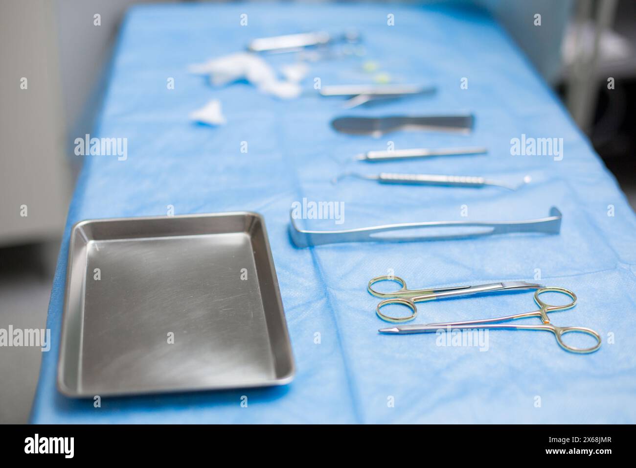 Professional dentist tools on the table with stomatological instruments ...