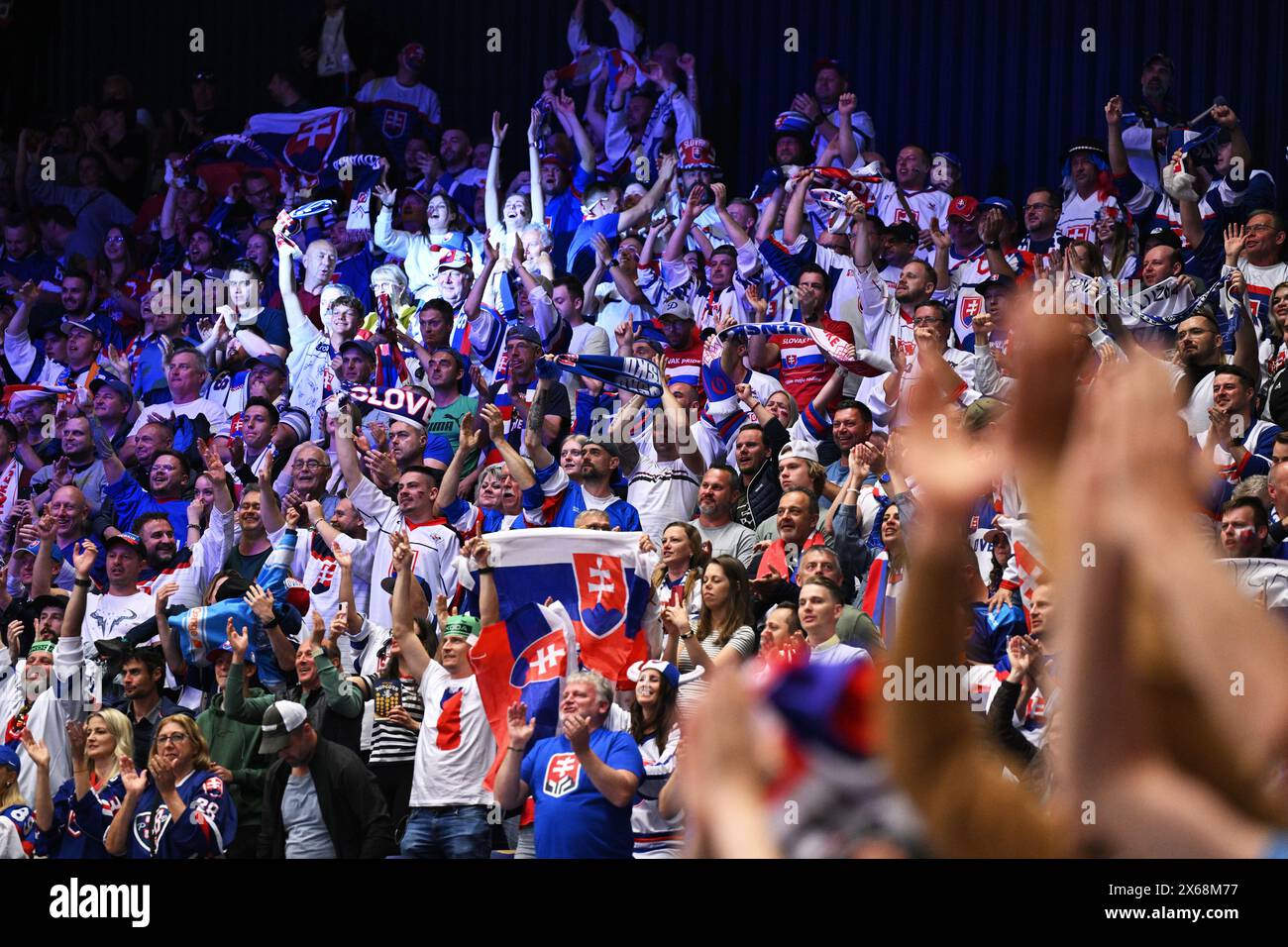Ostrava, Czech Republic. 13th May, 2024. Slovak fans during the group B ...
