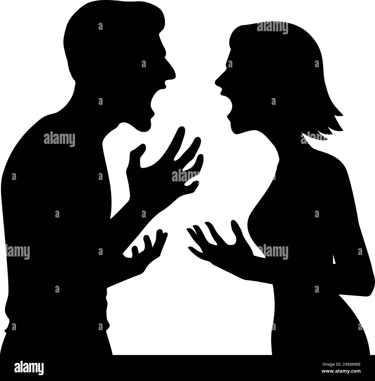 Silhouette of an Angry couple. Vector illustration Stock Vector Image ...