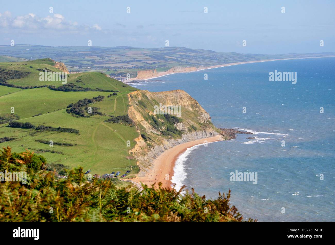 Looking east along the Jurassic coast of Lyme Bay from the summit of ...