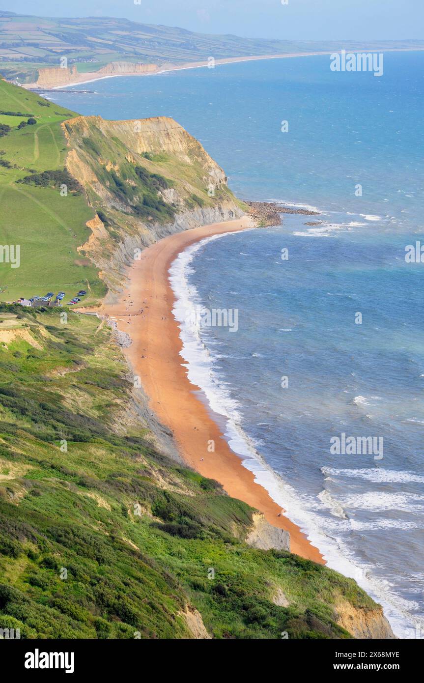 Looking east along the Jurassic coast of Lyme Bay from the summit of ...