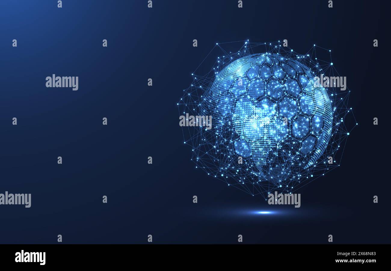 Global network connection concept. Big data visualization. Social network communication in the ...