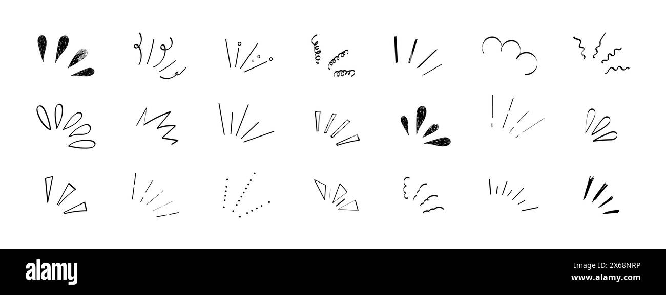 Pop line frame comic anime effect healine mark, suprise doodle emotions ...