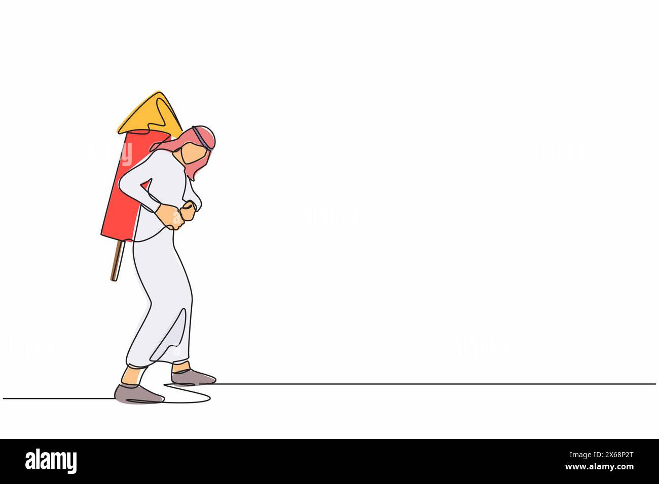 Single continuous line drawing Arab businessman ignites large fireworks ...