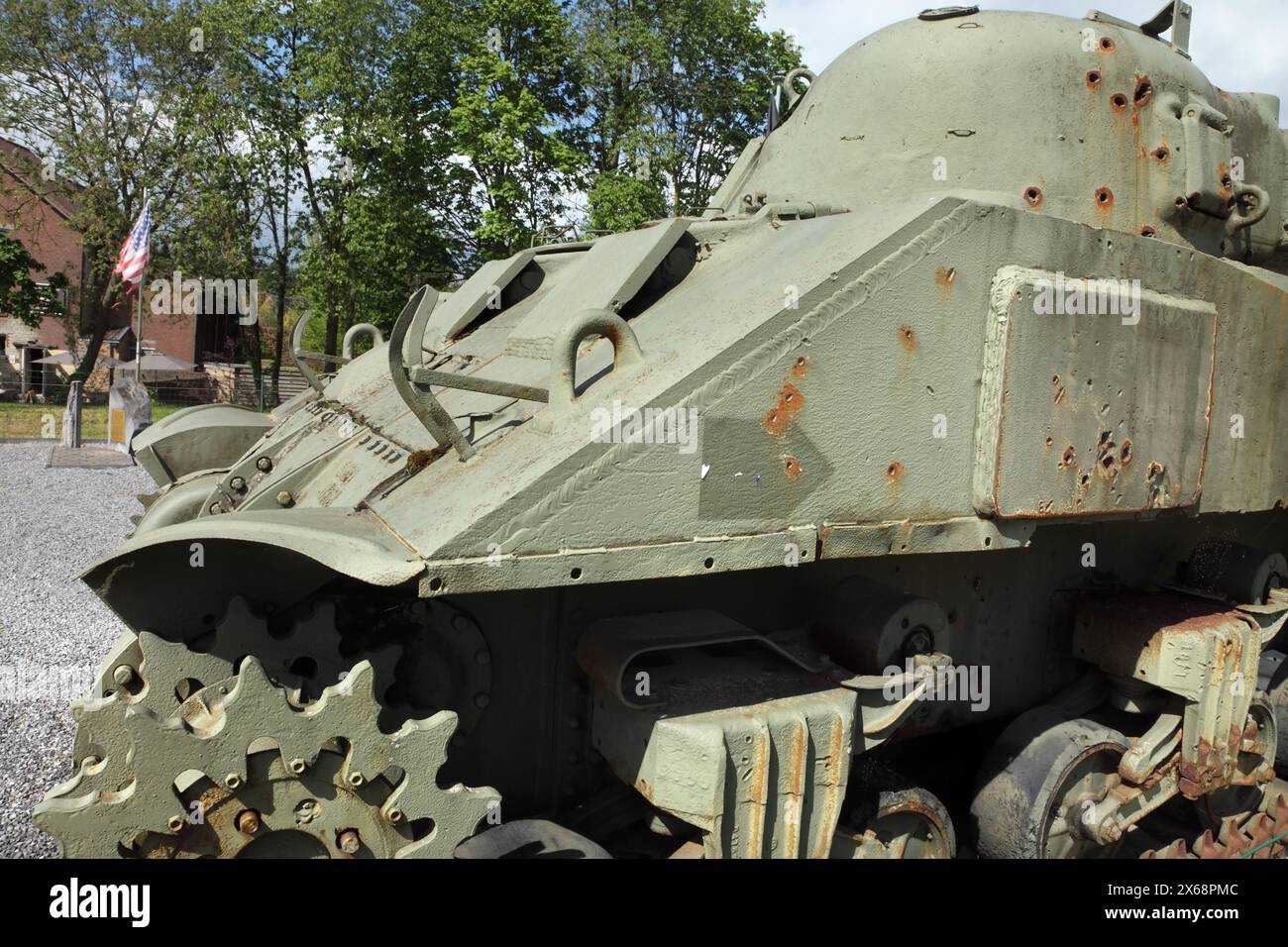 American M4 Sherman tank outside the 2nd World War defensive Fort Eben ...