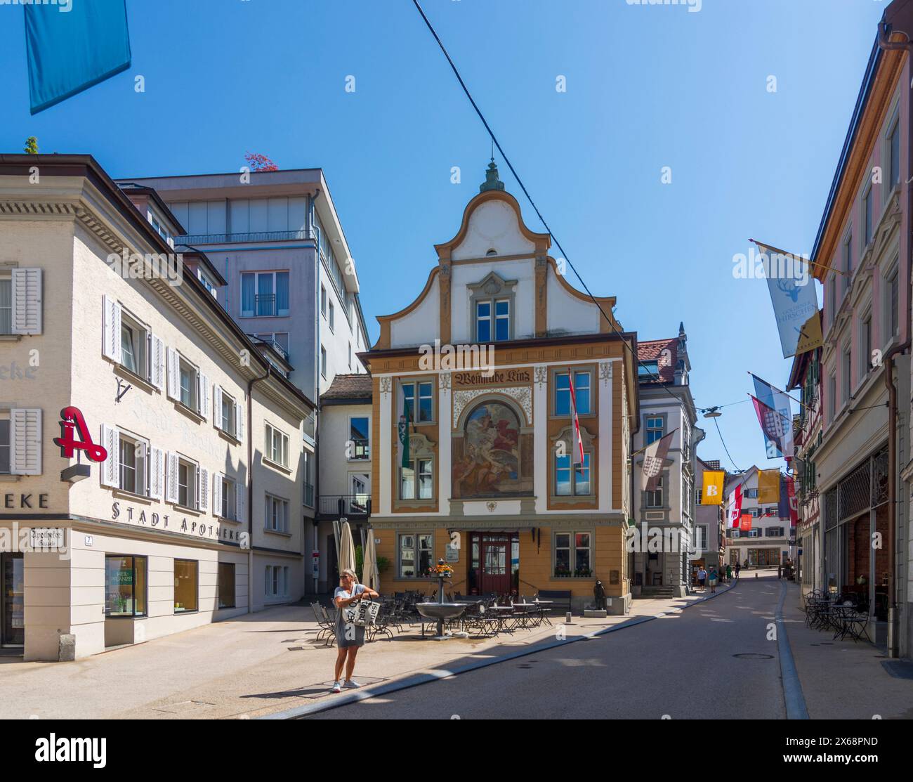 Bregenz, wine bar Weinstube Kinz, Old Town, open air restaurant at ...