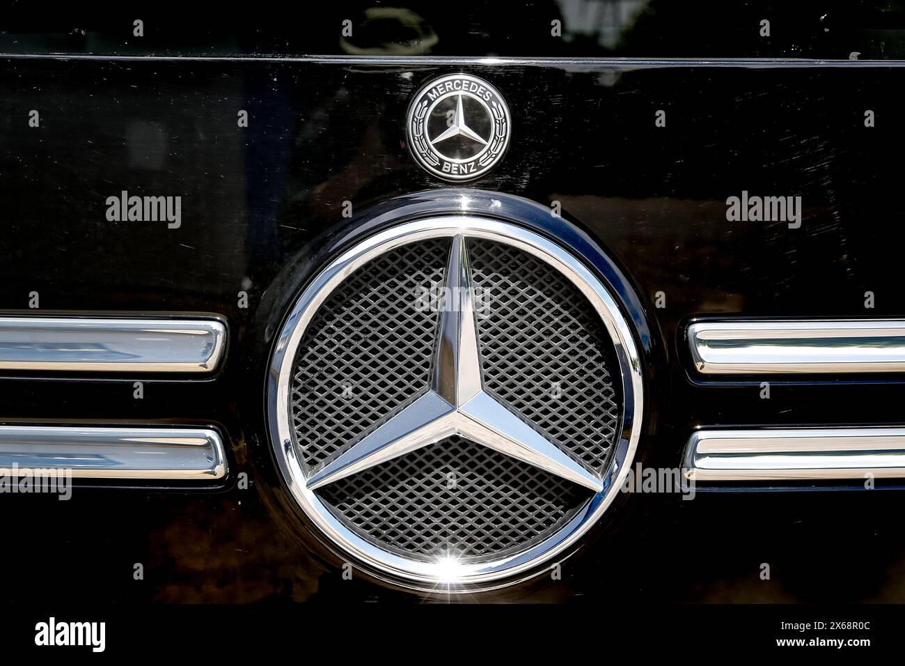 Mercedes-Benz logo is seen on a side of hydrogen bus as Krakow ...