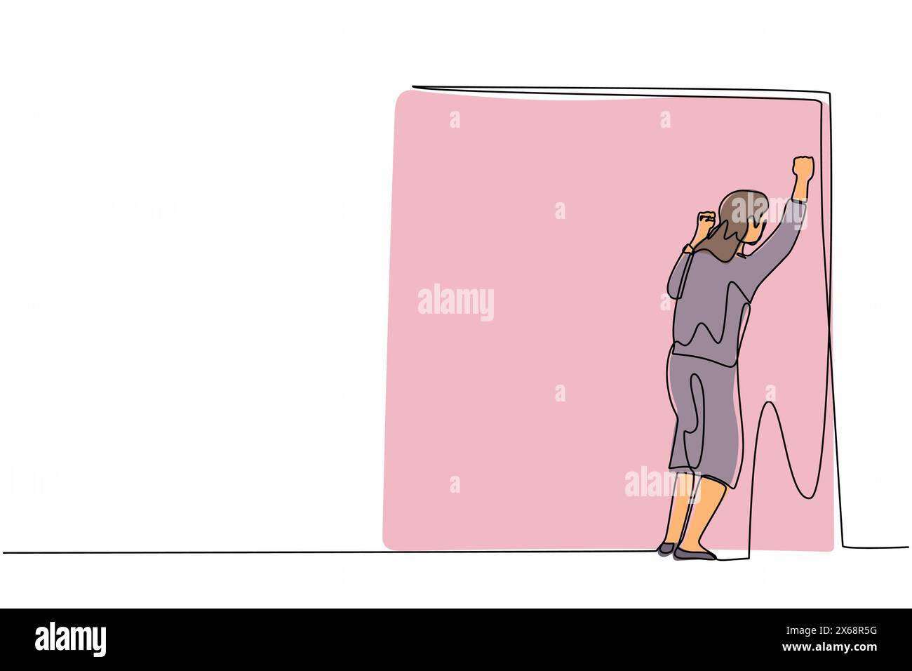 Continuous one line drawing businesswoman crying sad lost her ...