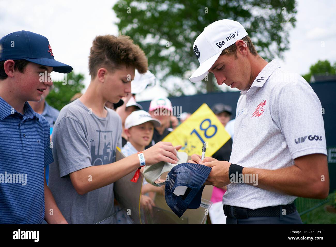 David Puig of Spain signs autographs prior to the 2024 PGA Championship ...