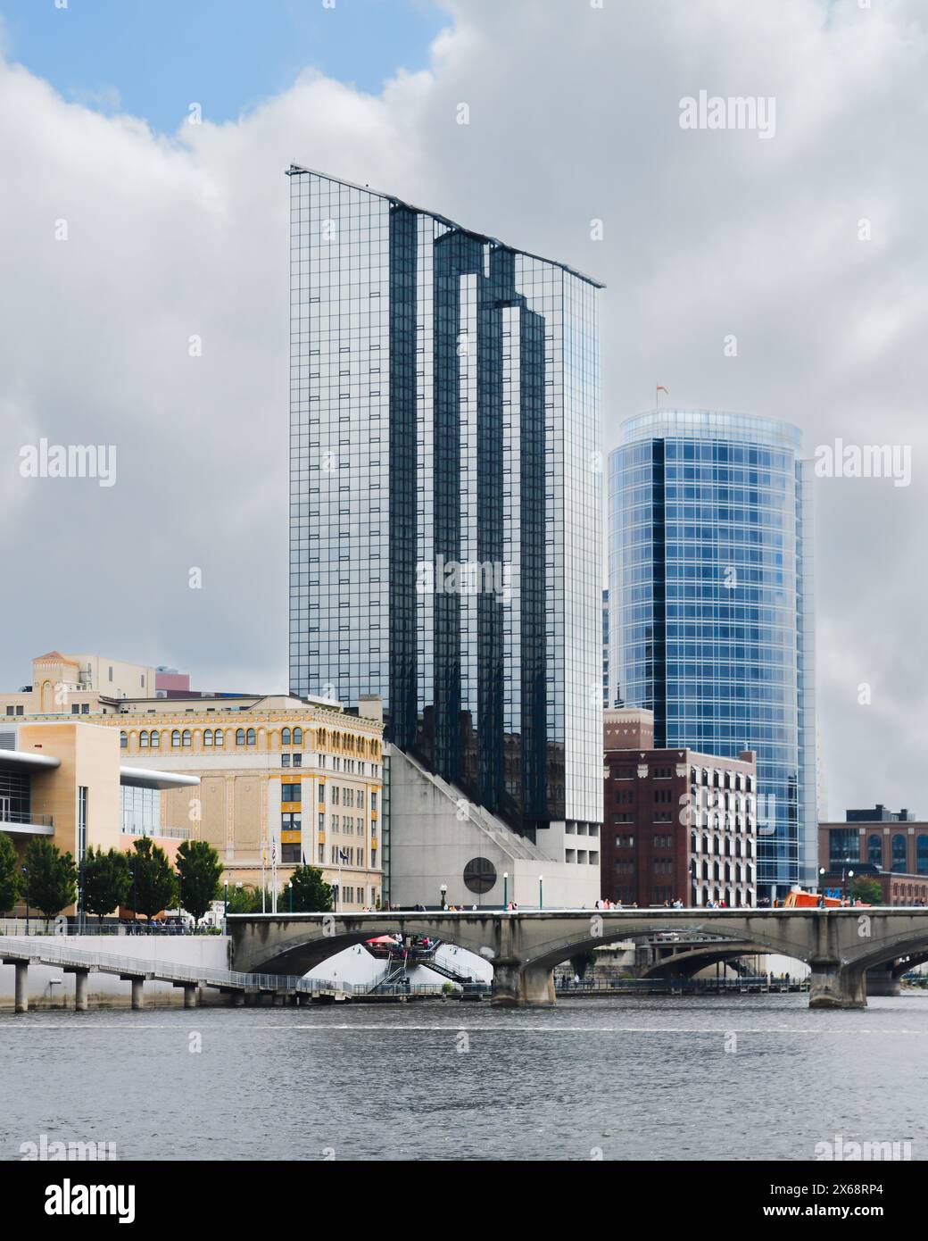 View of downtown Grand Rapids from across the Grand River Stock Photo ...