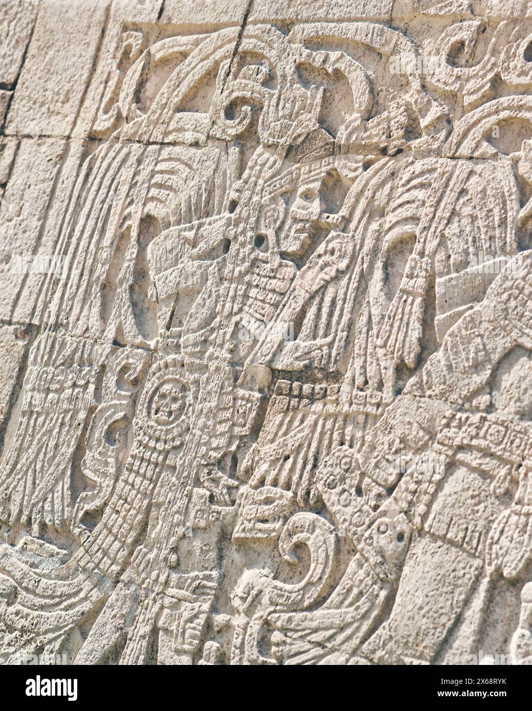 Detailed Mayan carvings on stone, Chichen Itza, Tulum Stock Photo - Alamy