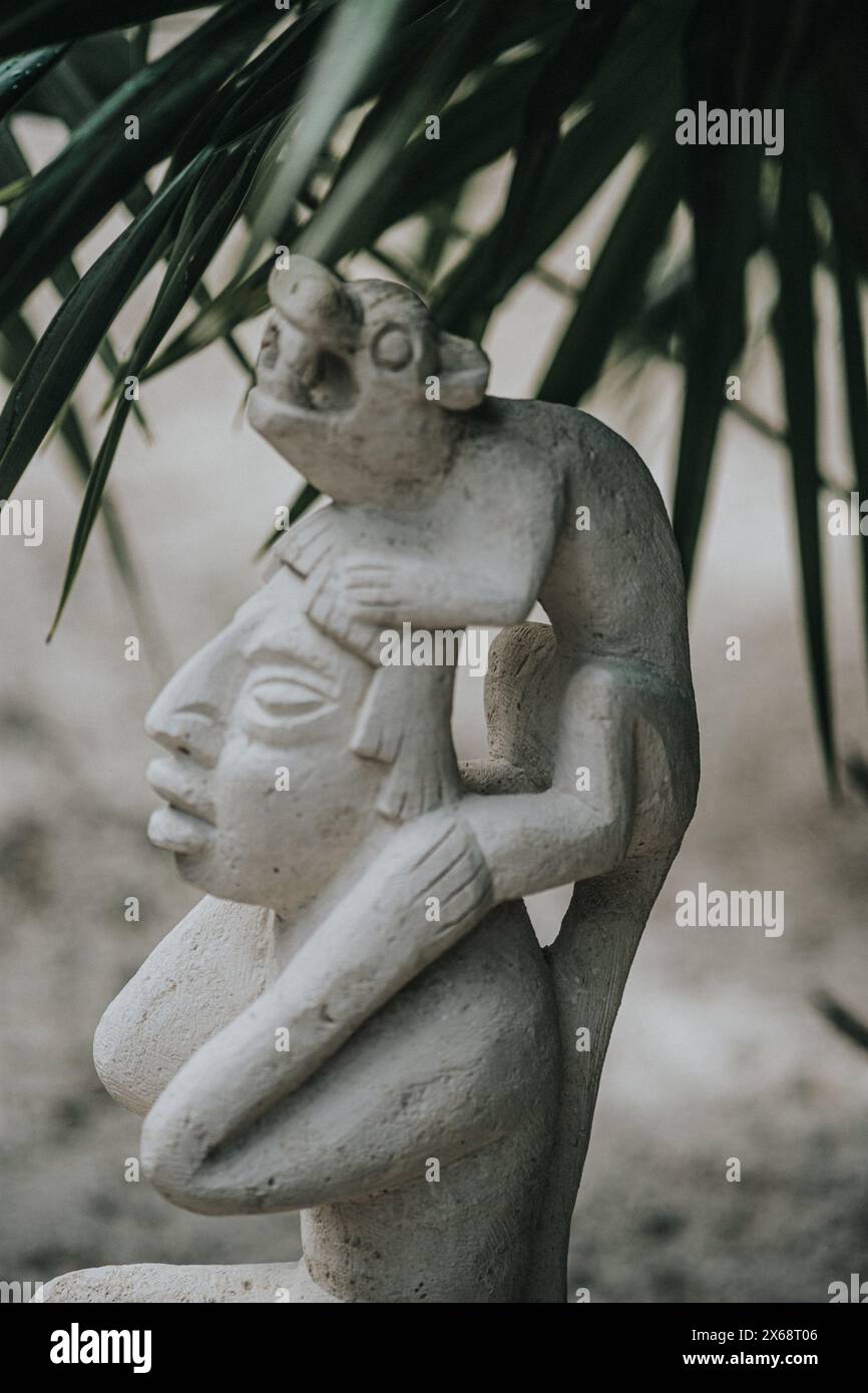 Close-up of a traditional Mayan statue in Tulum, Mexico Stock Photo - Alamy