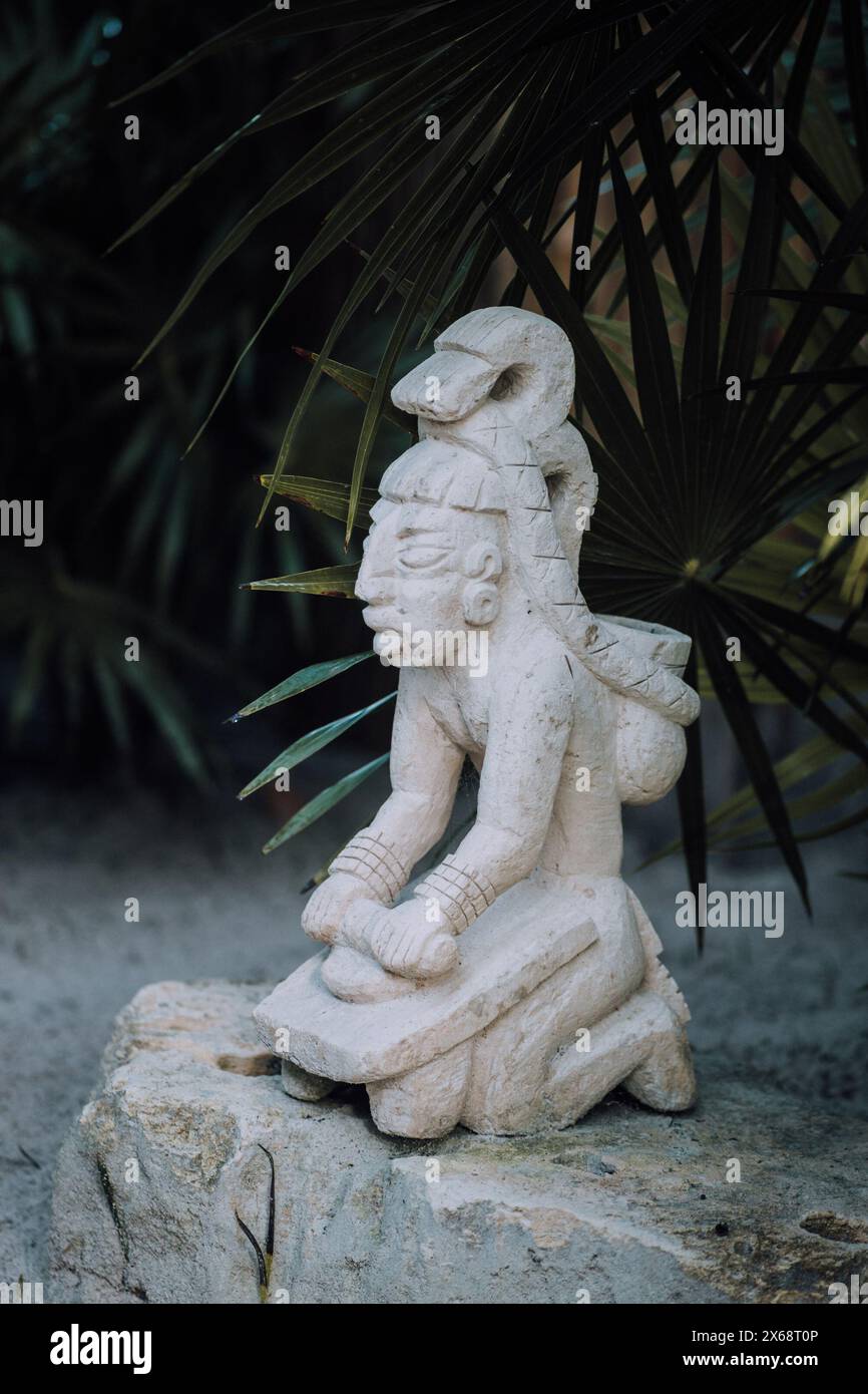 Close-up of a traditional Mayan statue in Tulum, Mexico Stock Photo - Alamy