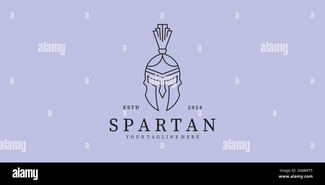 head spartan logo icon vector line art minimalist illustration design ...