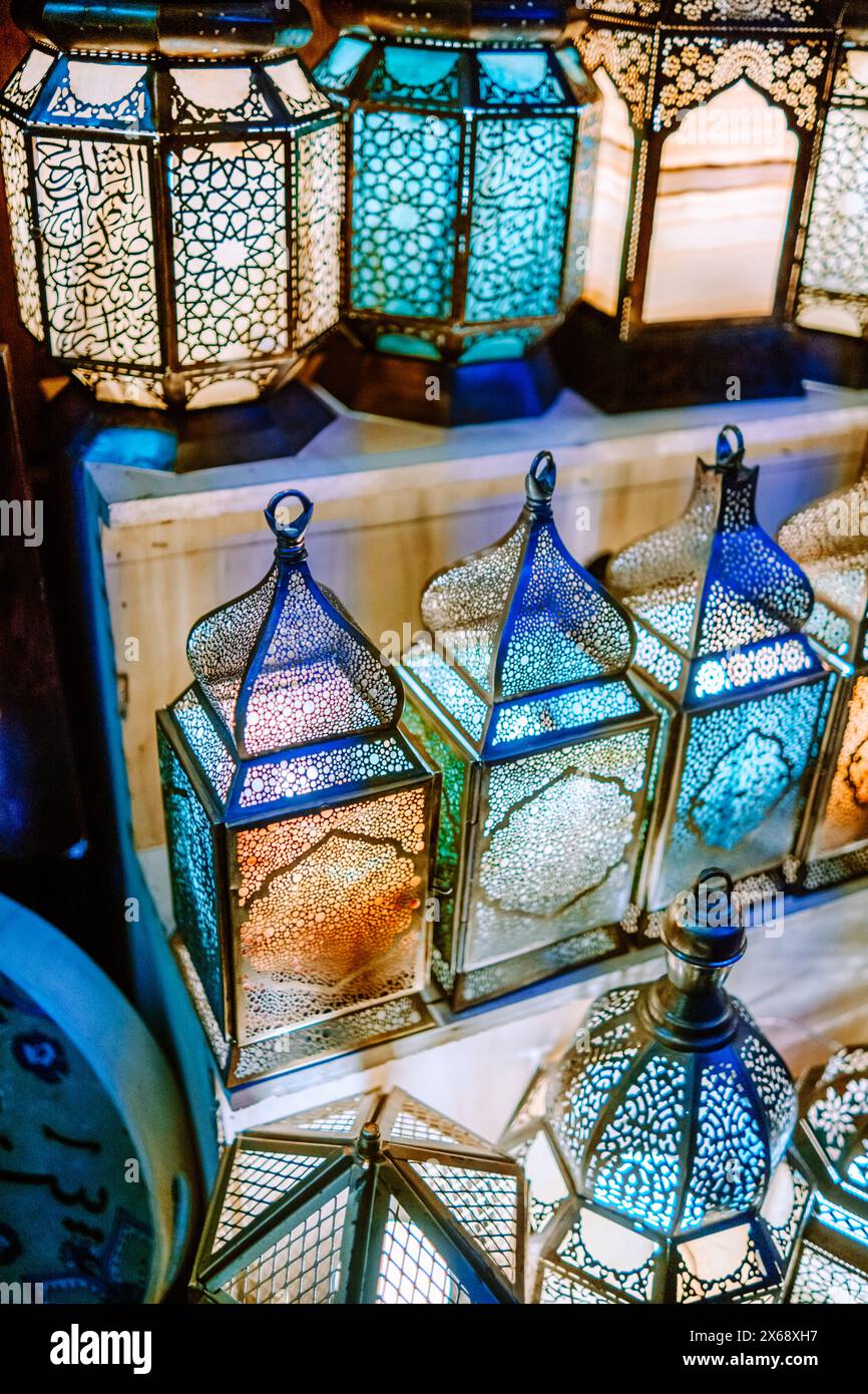 Decorative lamps in Alley in Khan el-Khalili in Cairo Egypt Stock Photo ...