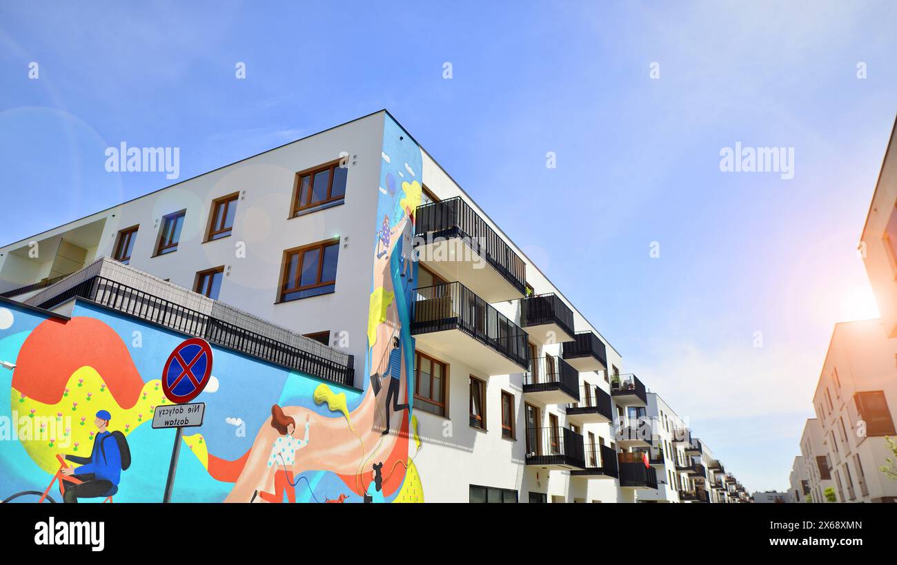 New contemporary residential construction architecture background ...