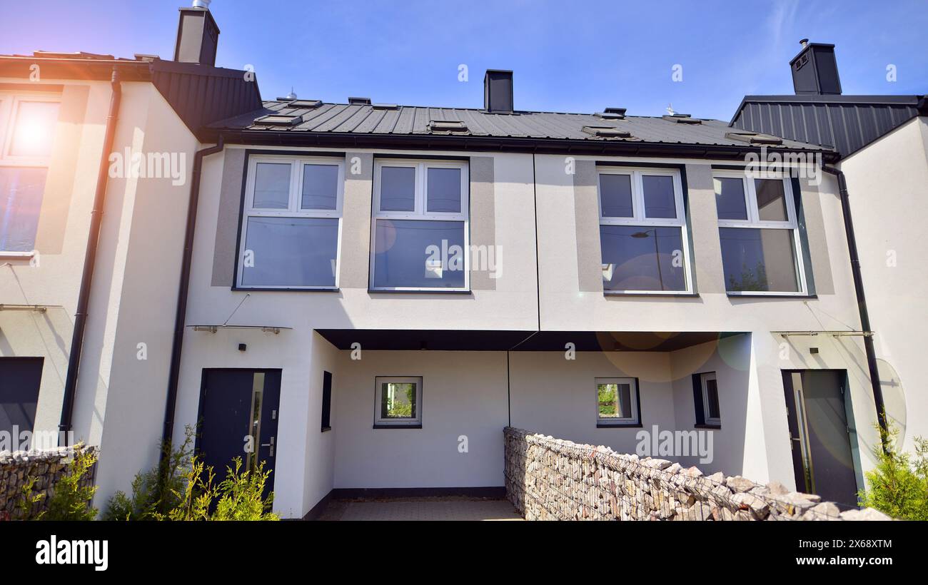 New single family houses in a new development area. Residential homes ...