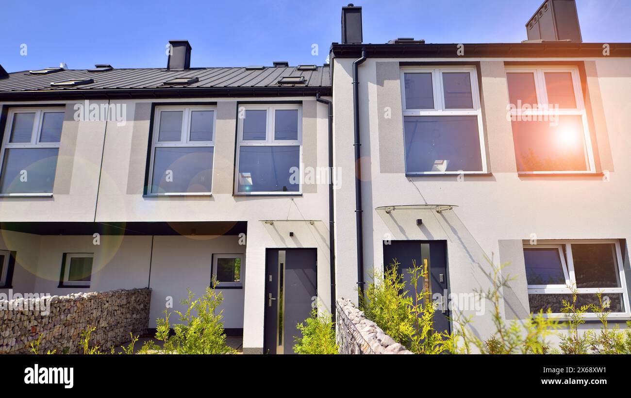 New single family houses in a new development area. Residential homes ...