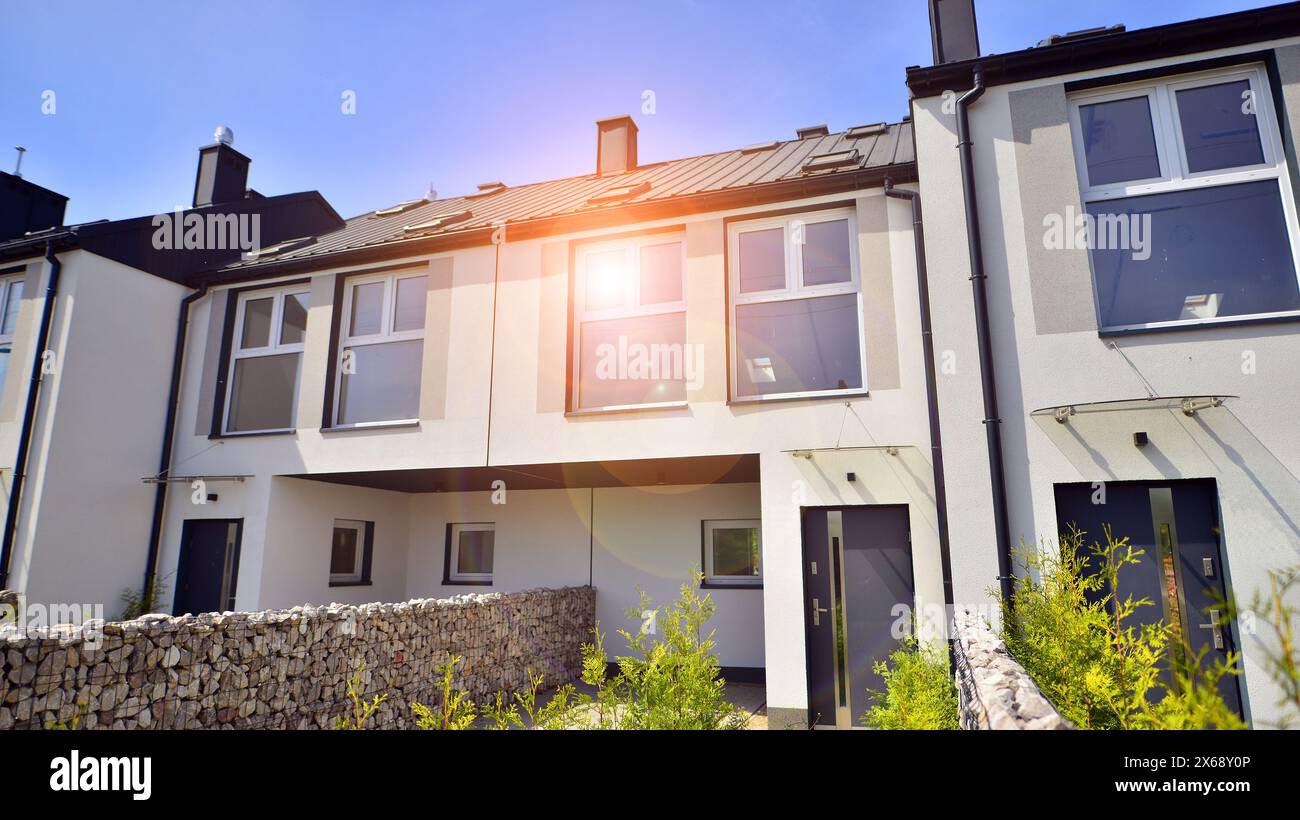 New single family houses in a new development area. Residential homes ...