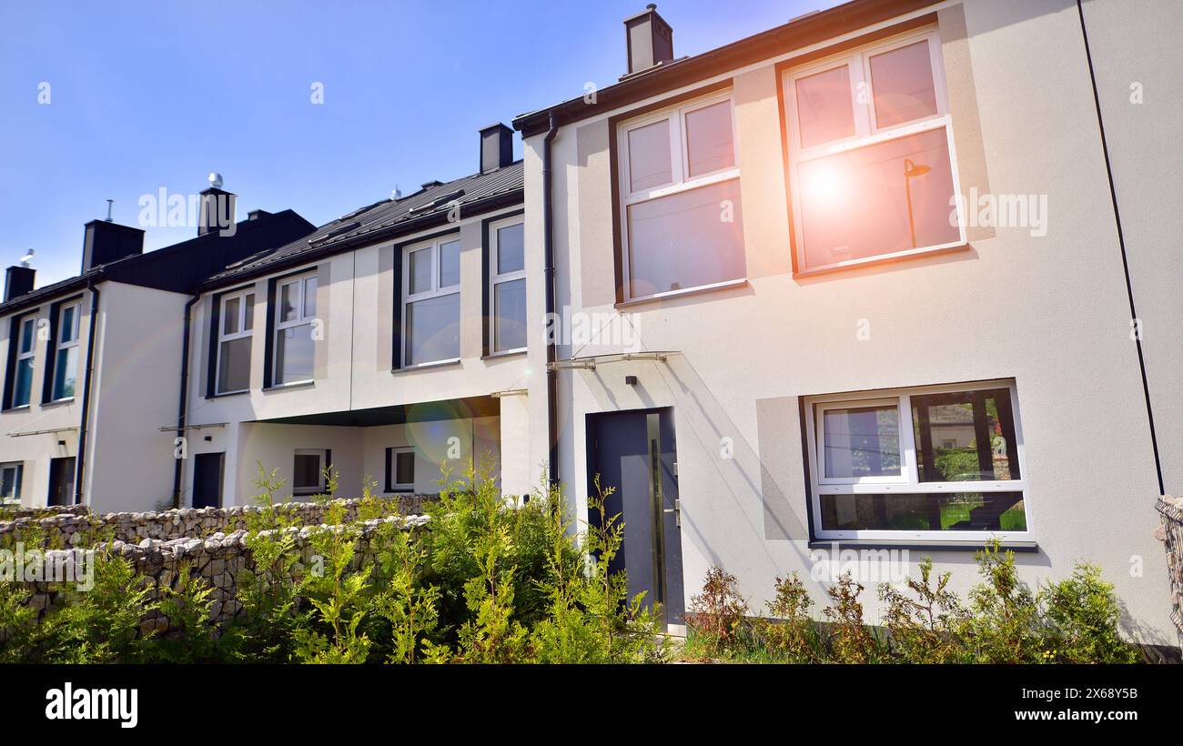 New single family houses in a new development area. Residential homes ...