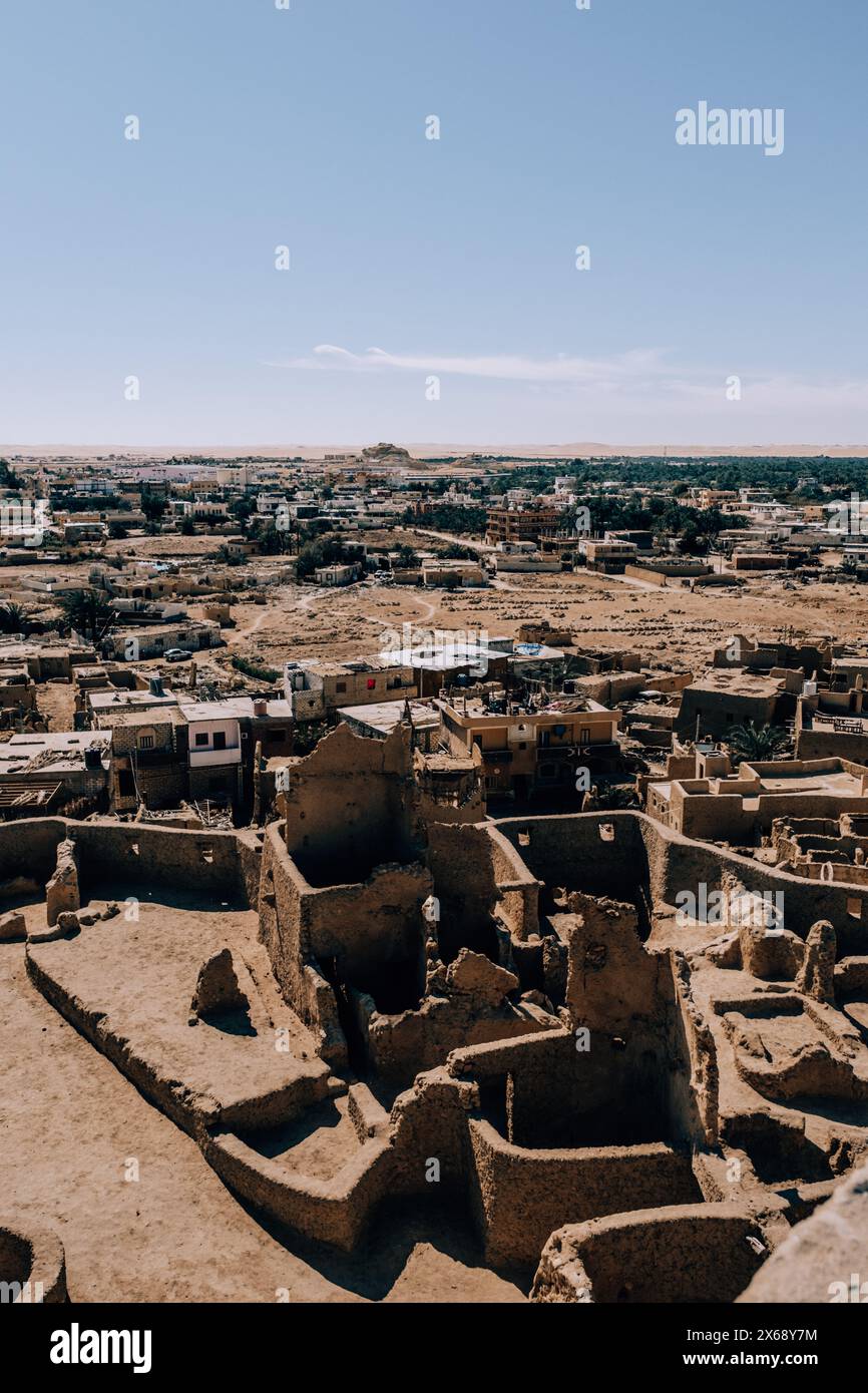 Overlooking modern and ancient structures in Siwa Oasis, Egypt Stock ...