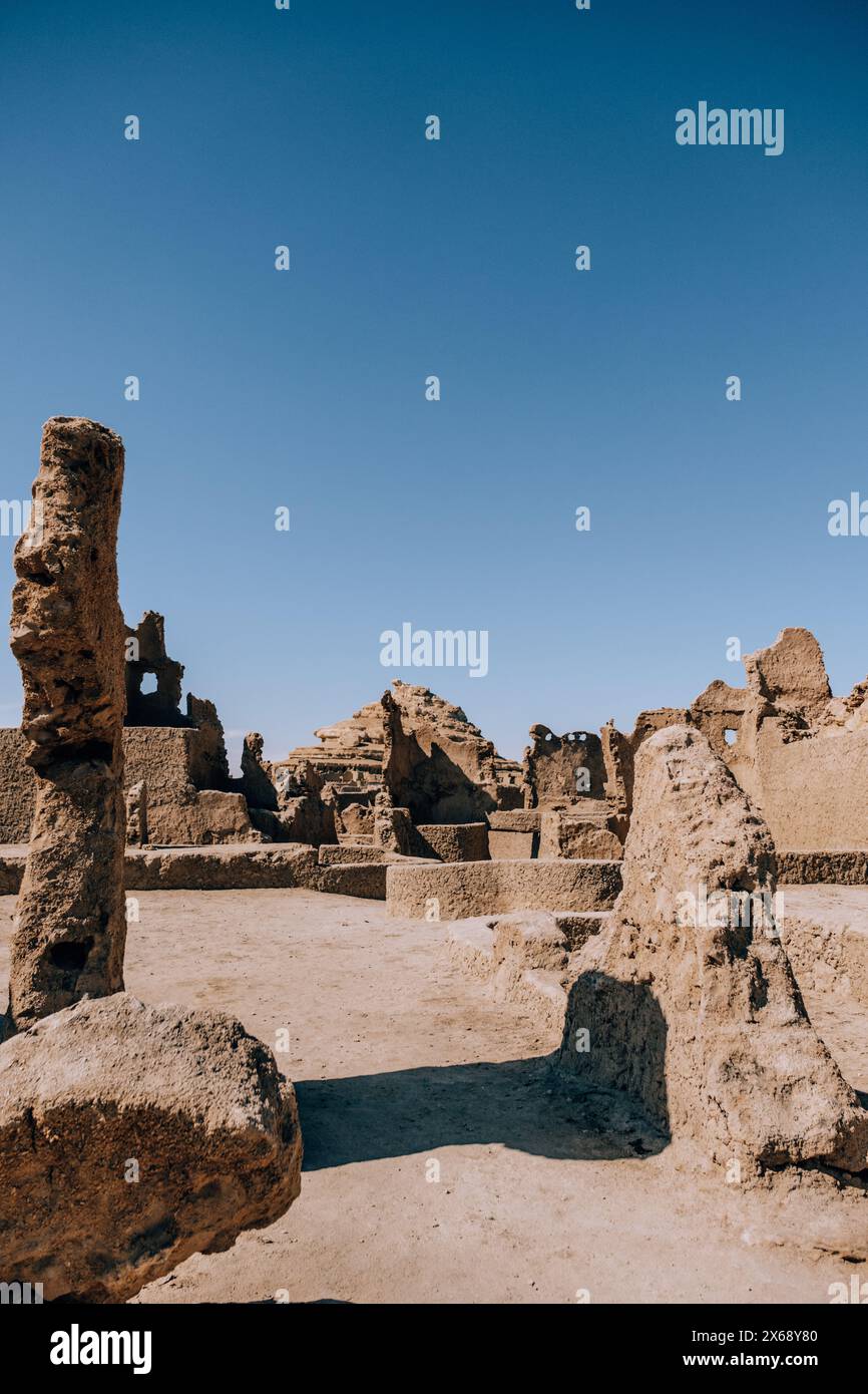 Ruins of ancient mud-brick structures in Siwa Oasis, Egypt Stock Photo ...