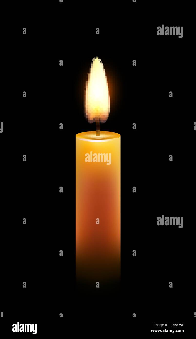 Vector wax candle flame isolated light background, realistic ...