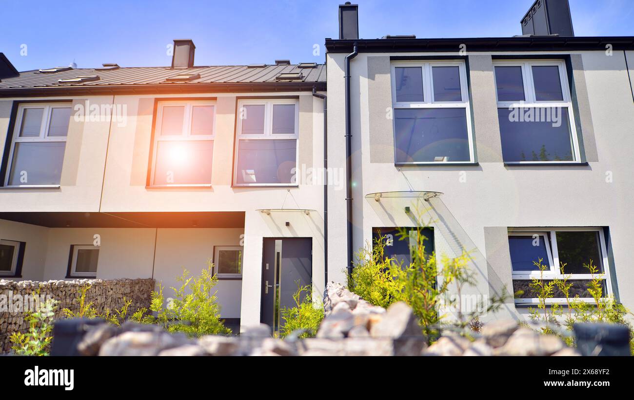 New single family houses in a new development area. Residential homes ...