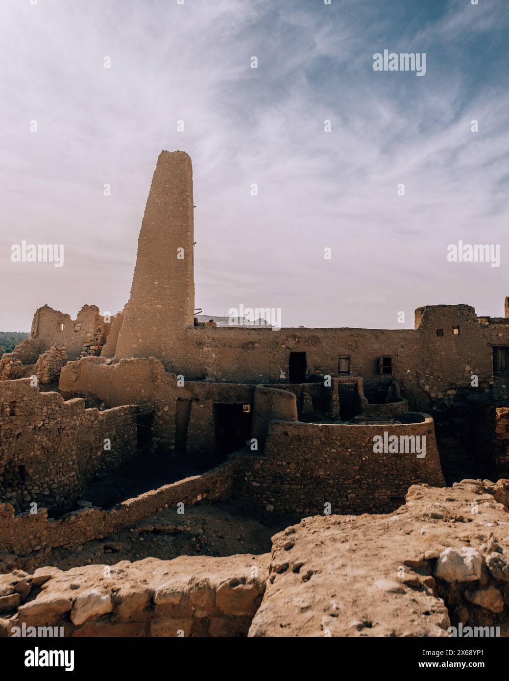 Sun shining behind the ancient ruins of the Oracle Temple, Siwa Oasis ...